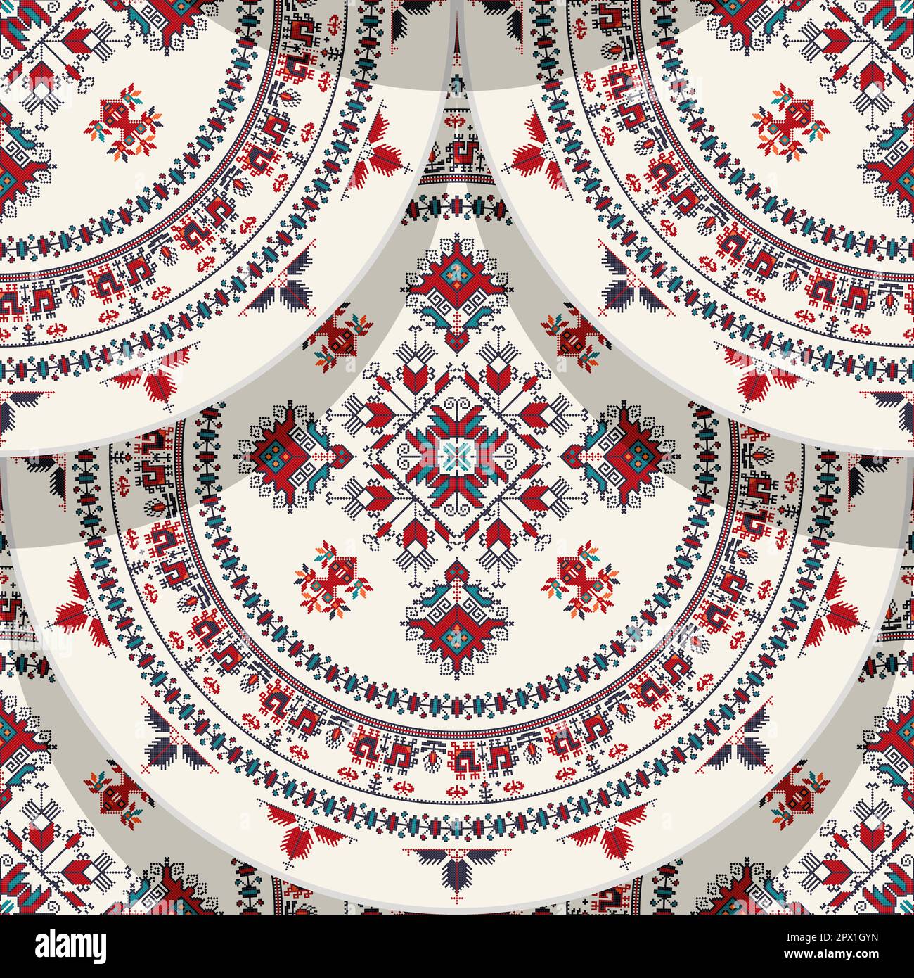 Traditional Bulgrarian embroidery seamless pattern, vector illustration ...
