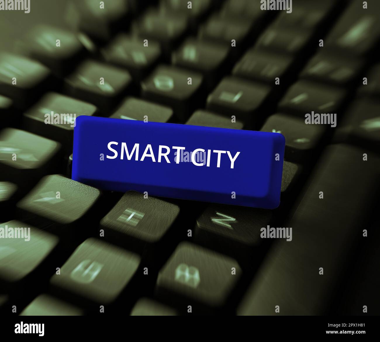 Sign displaying Smart City, Word for urban area that uses different ...