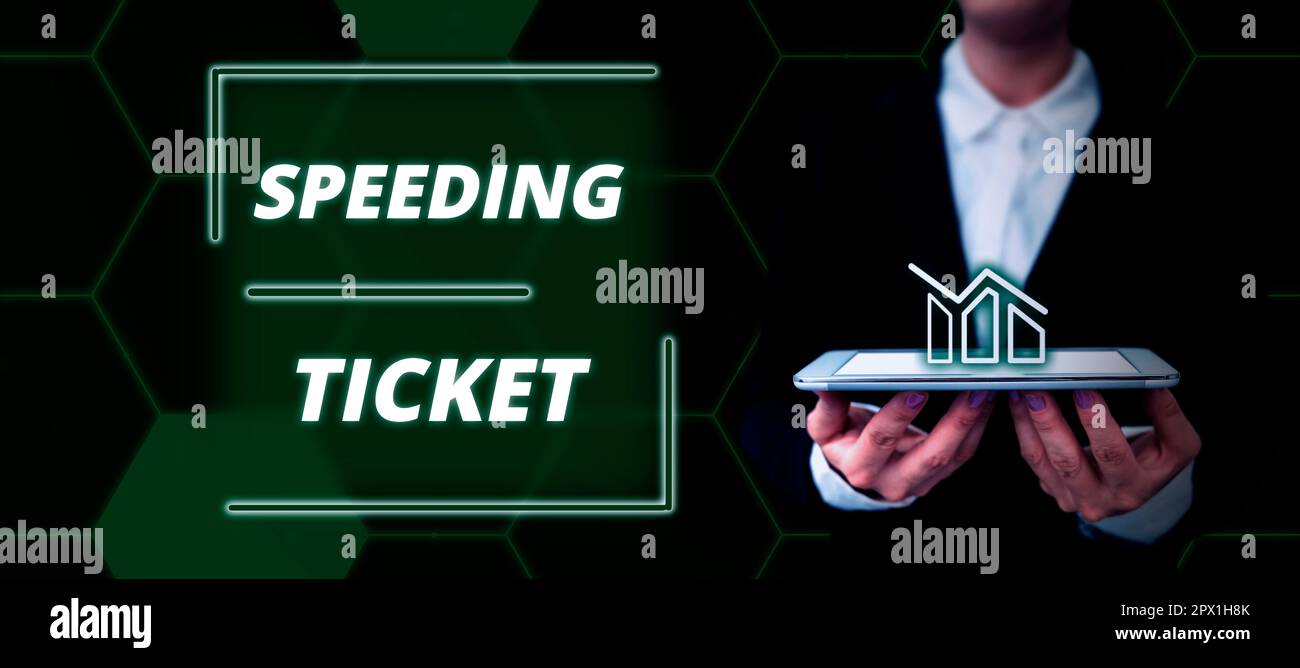 Text caption presenting Speeding Ticket, Concept meaning psychological ...