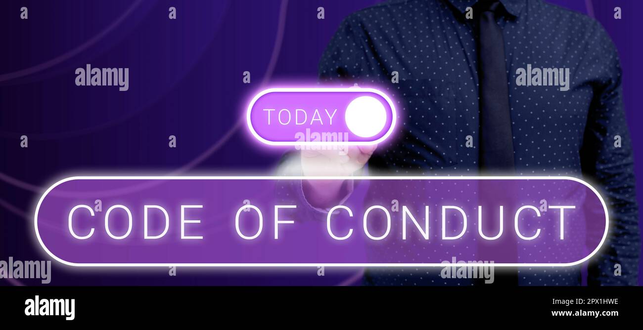 Handwriting text Code Of Conduct, Concept meaning Ethics rules moral ...