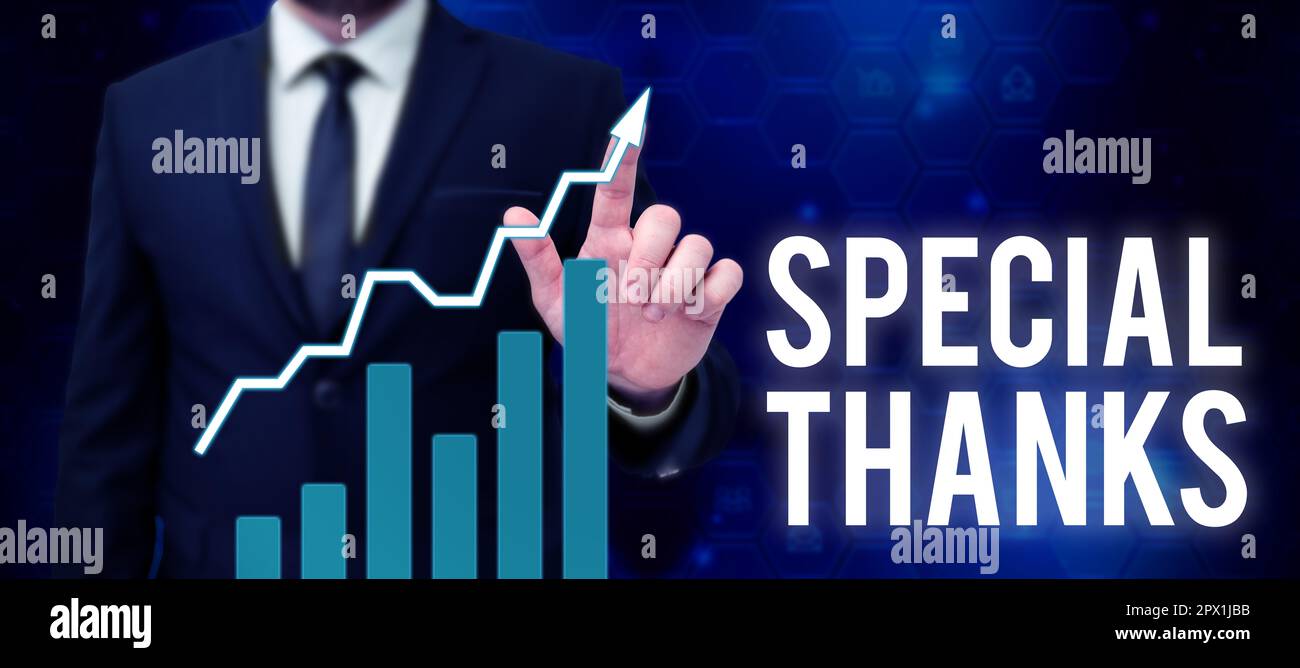 Conceptual caption Special Thanks, Business overview expression of appreciation or gratitude or ...