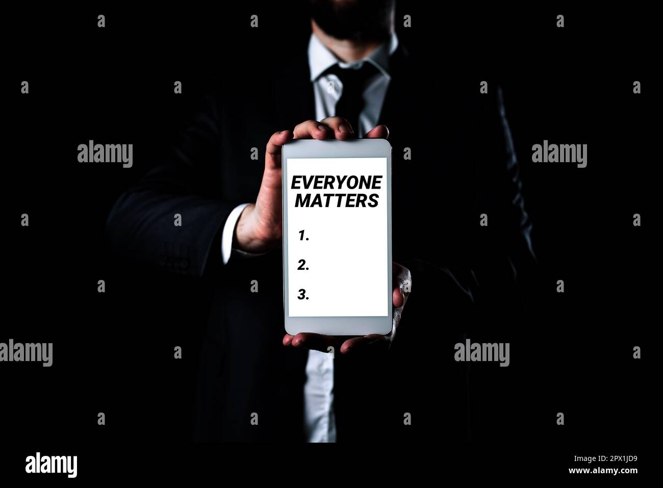 Hand writing sign Everyone Matters, Business showcase all the people ...