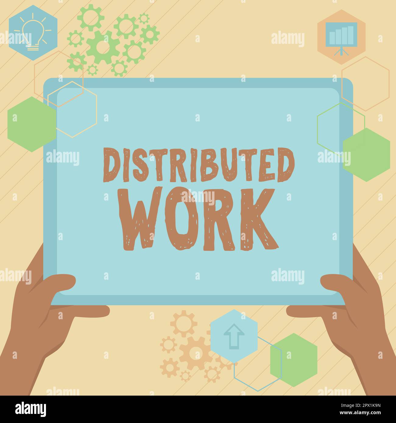 Conceptual caption Distributed Work, Business overview practiced by enterprises using network ...