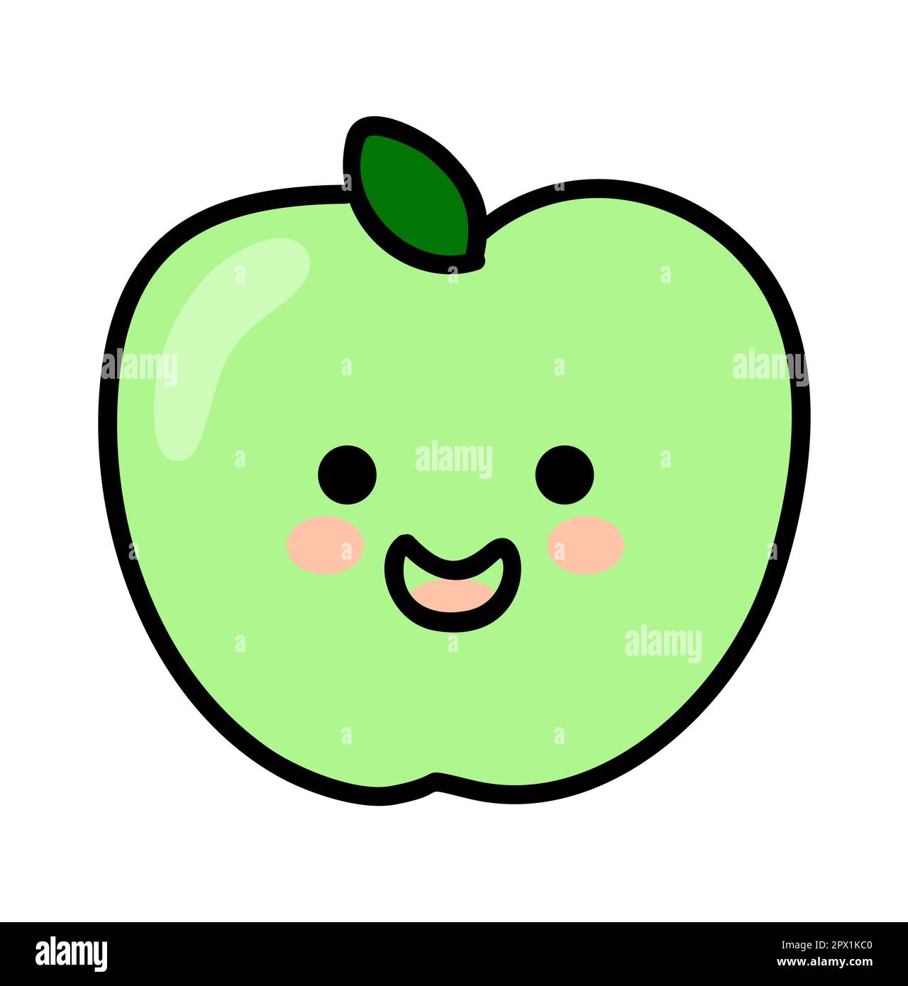 Cute kawaii green apple vector icon isolated Stock Vector Image & Art ...