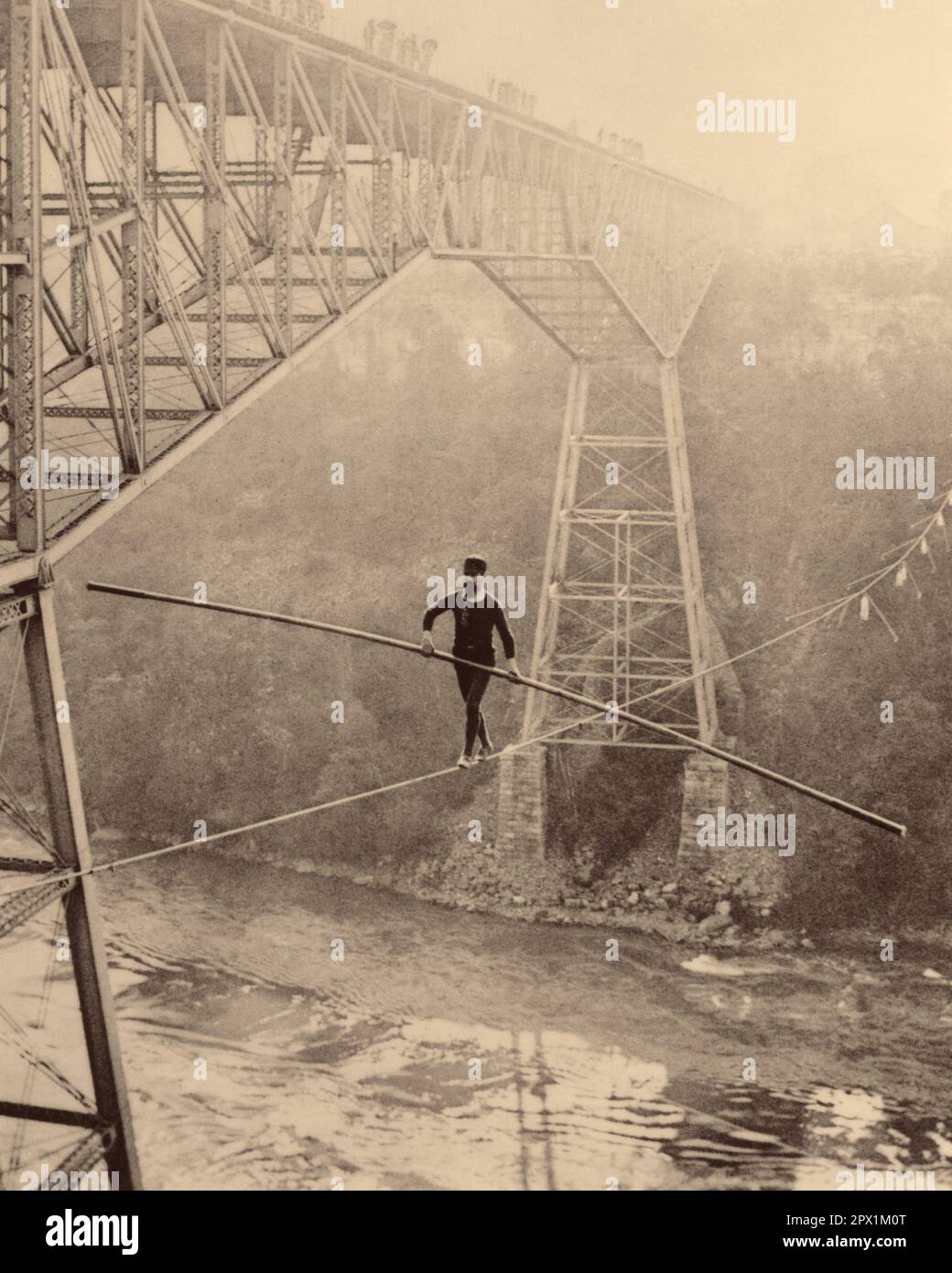 1890s SAMUEL J DIXON CROSSED THE NIAGARA RIVER USING A POLE FOR BALANCE ...