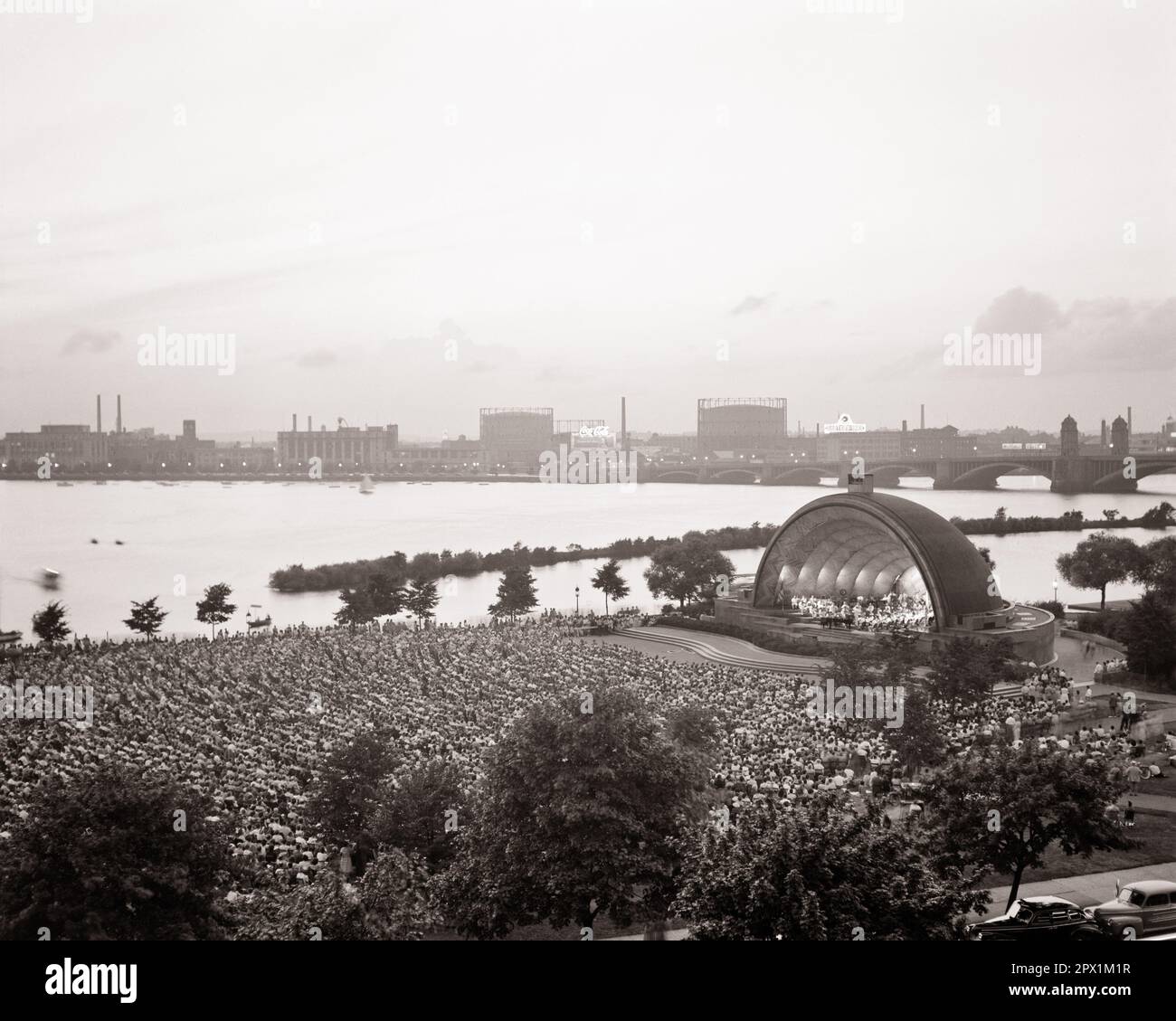 1950s EVENING CONCERT IN HATCH MEMORIAL SHELL ON THE CHARLES RIVER ...
