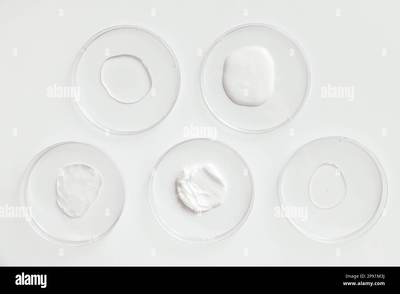 Different Cosmetics Products Samples of Gel in Laboratory Petri Dishes ...