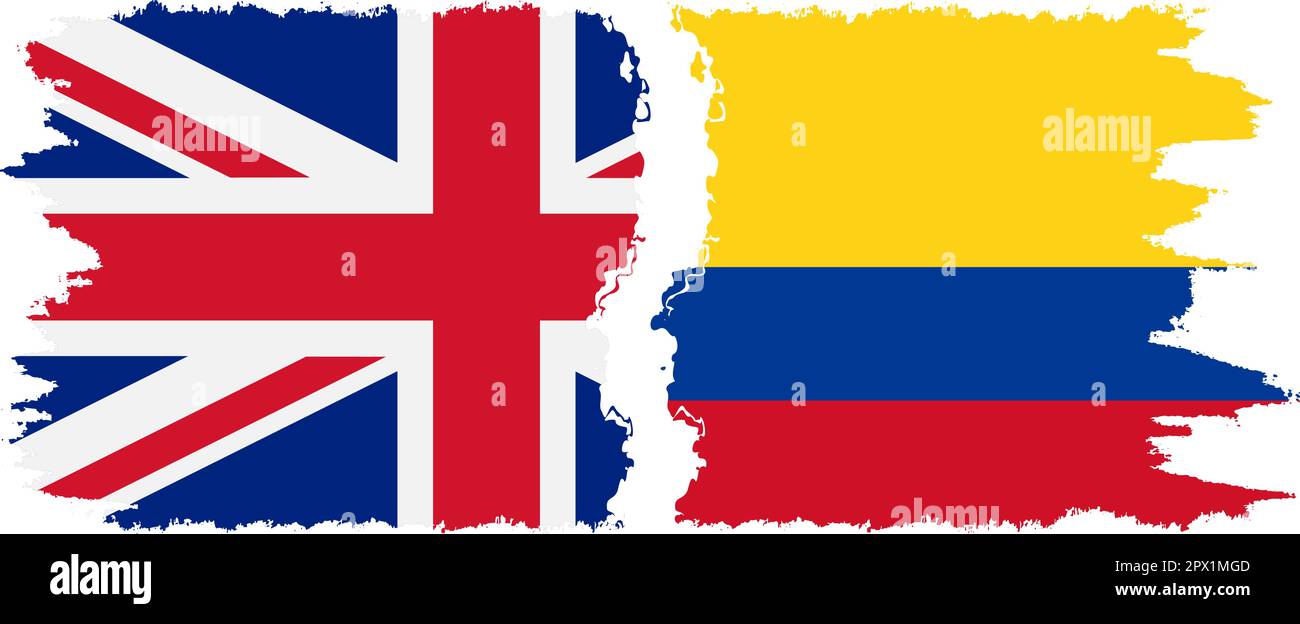 Colombia and UK grunge flags connection, vector Stock Vector Image ...