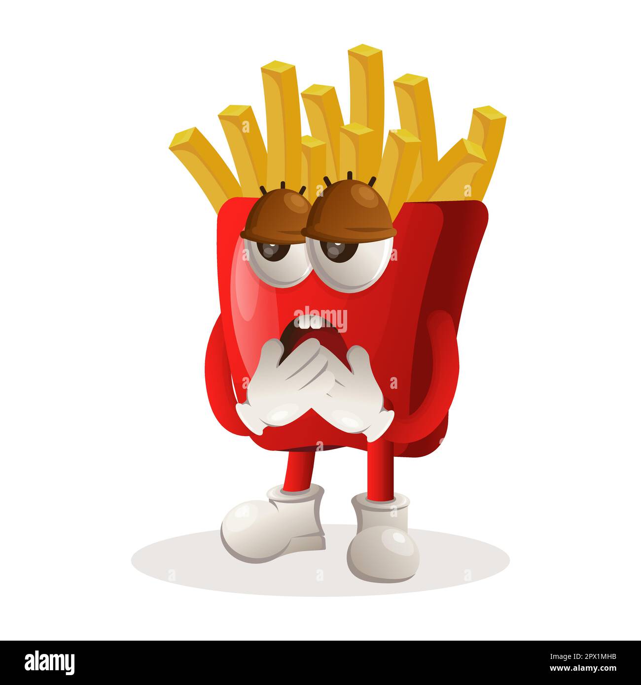 Cute french fries mascot with bored expression. Perfect for food store ...