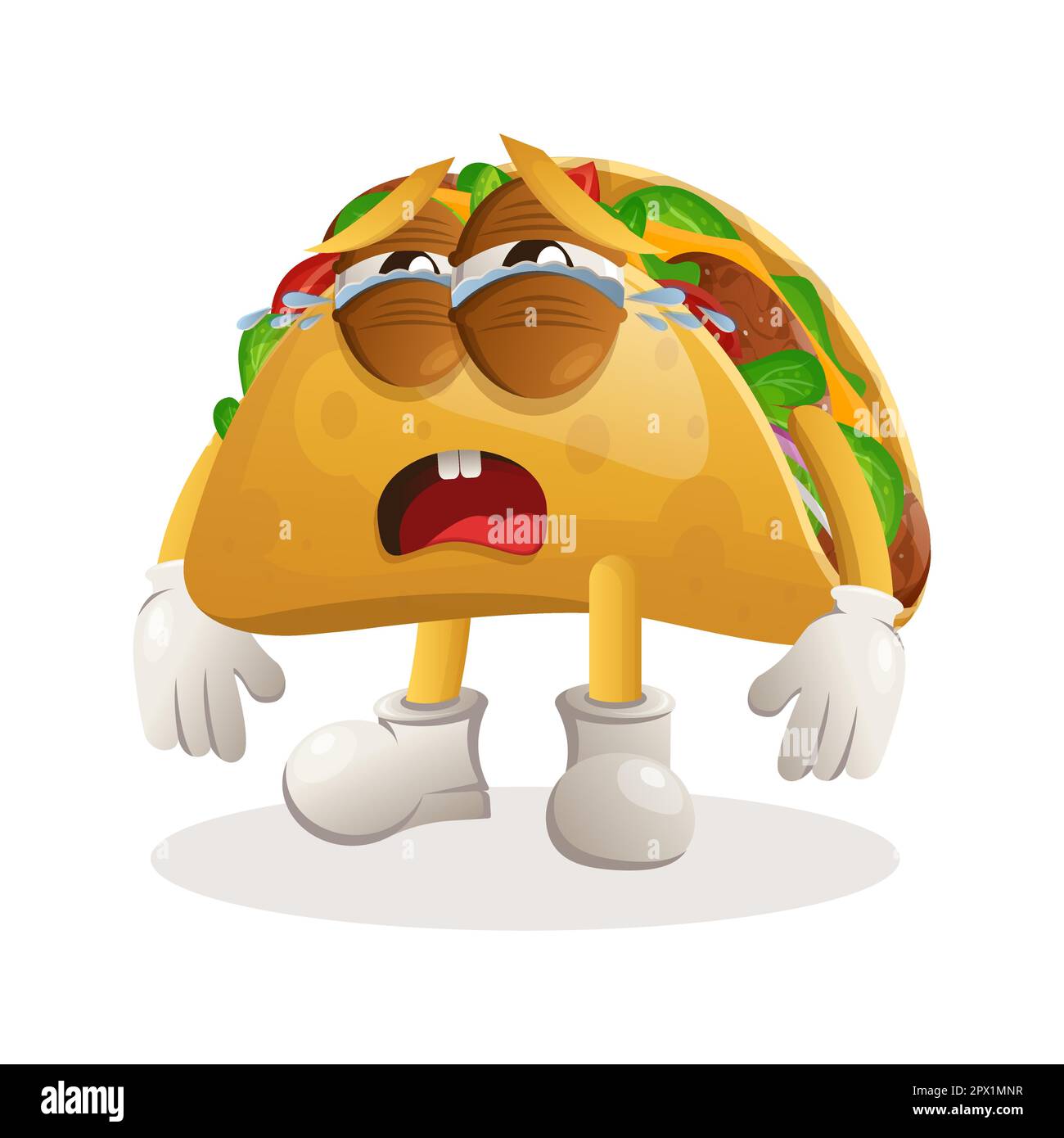 Cute taco mascot crying. Perfect for food store, small business or e ...