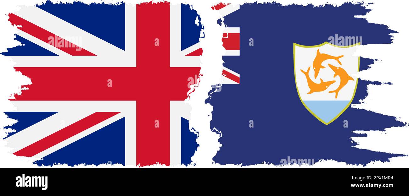 Anguilla and UK grunge flags connection, vector Stock Vector Image ...