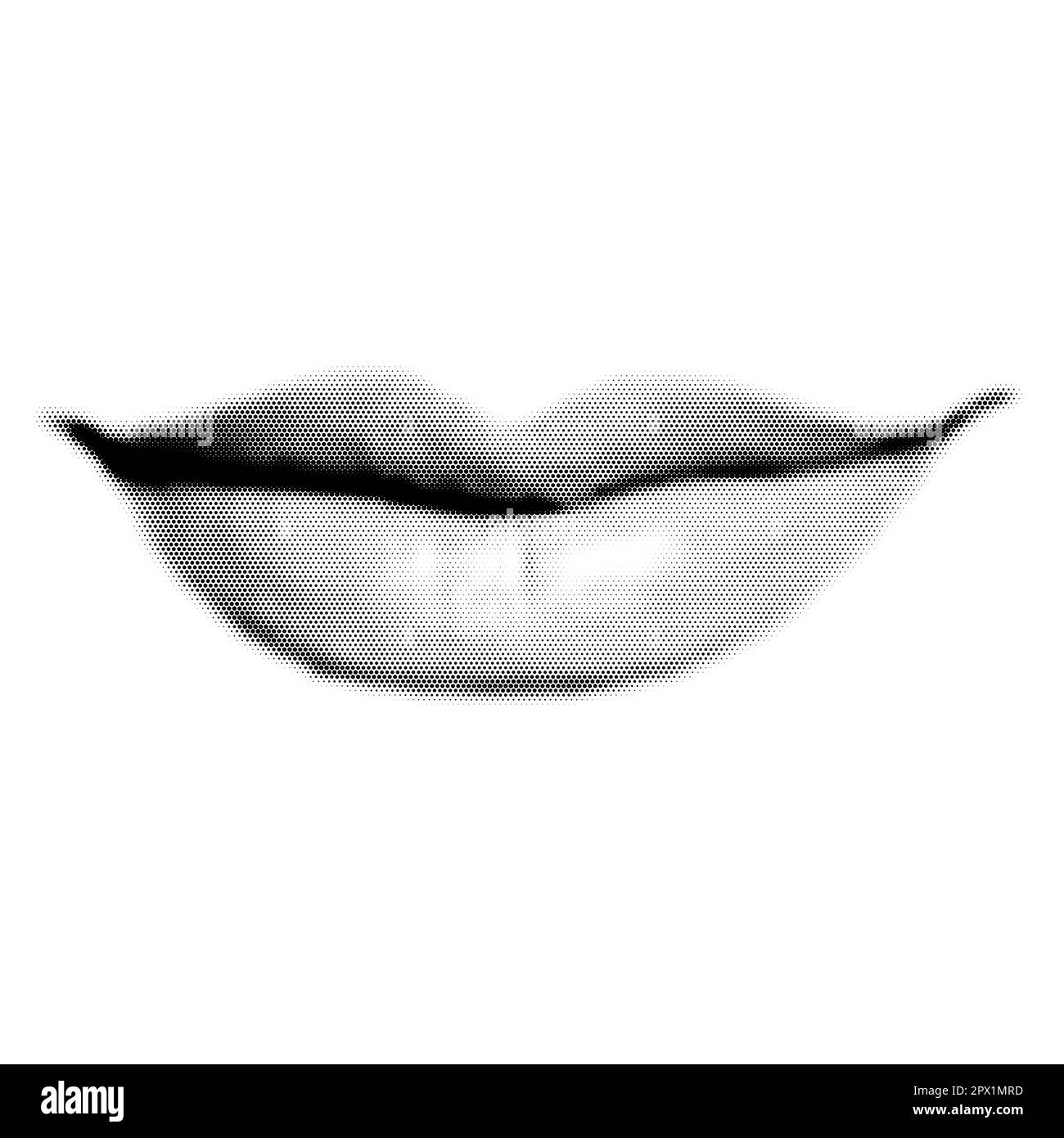 Mouth collage. Design lips in trendy dotted pop art style. Retro ...