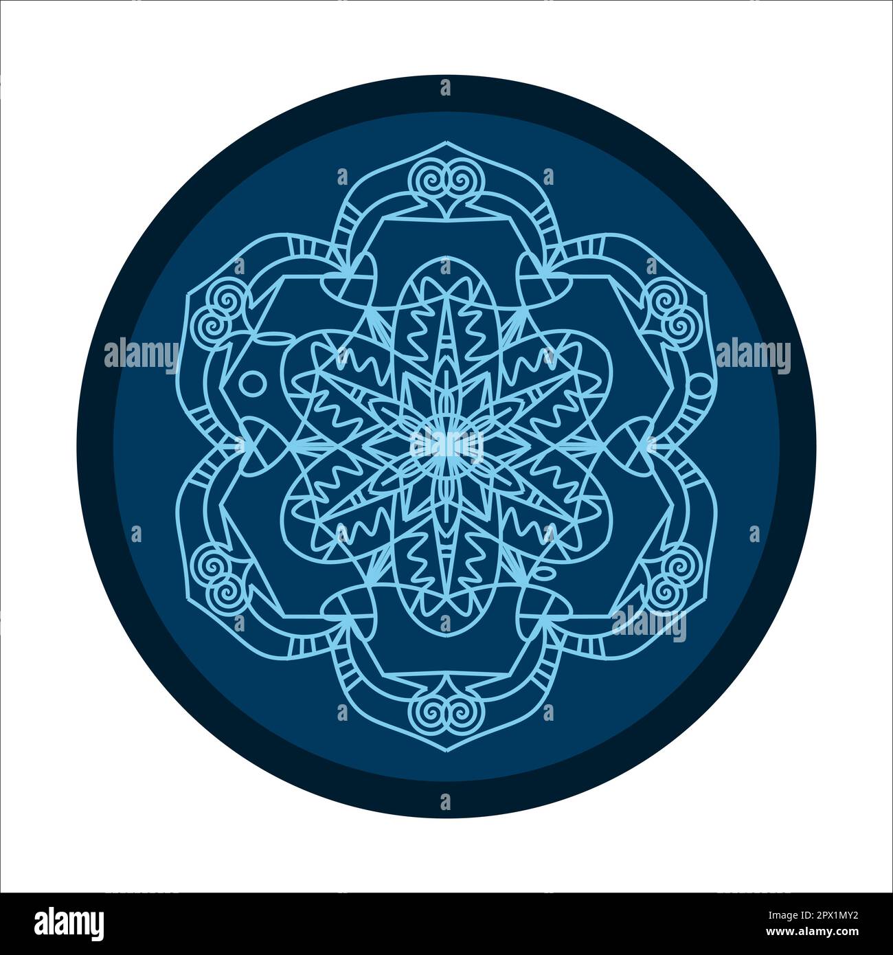 decorative plate, circular blue pattern top view Stock Vector Image ...