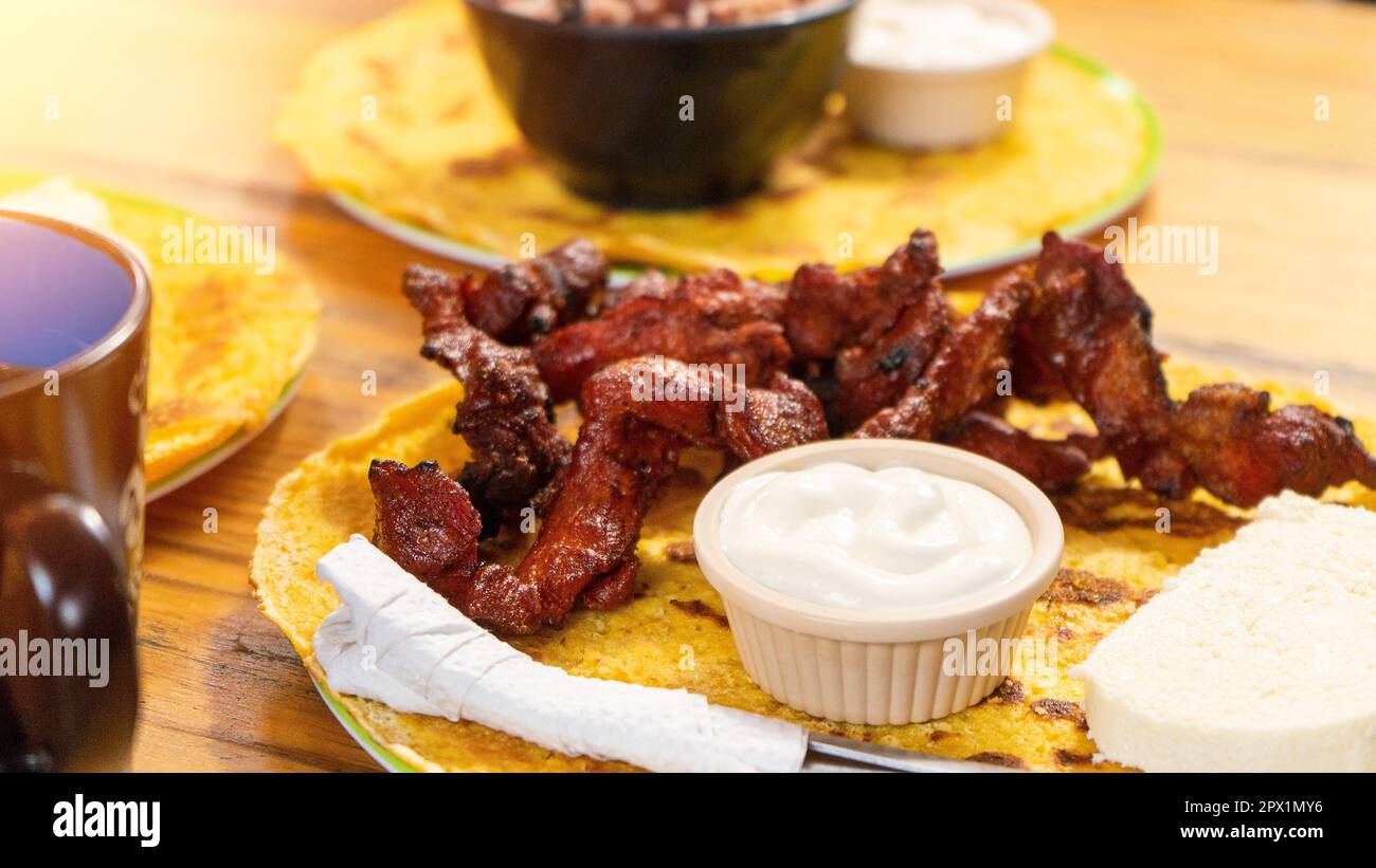 pork and guirilas traditional food for breakfast and dinner inFried ...