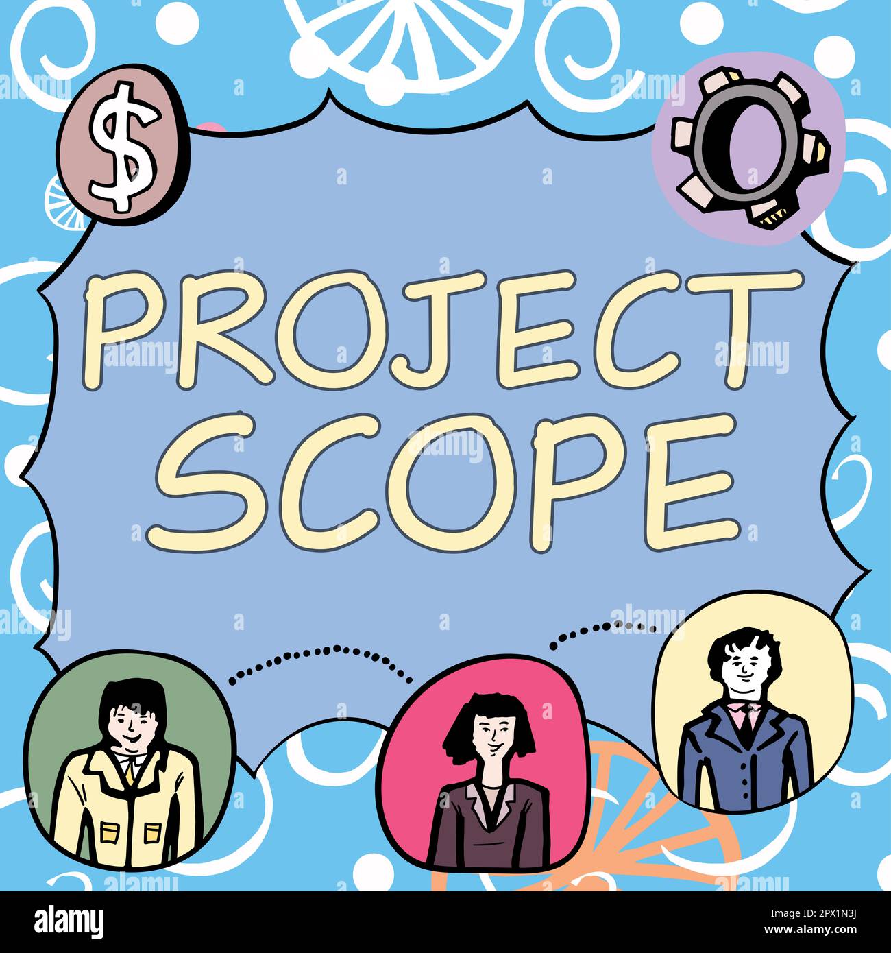 Hand writing sign Project Scope, Business approach evaluation of work ...