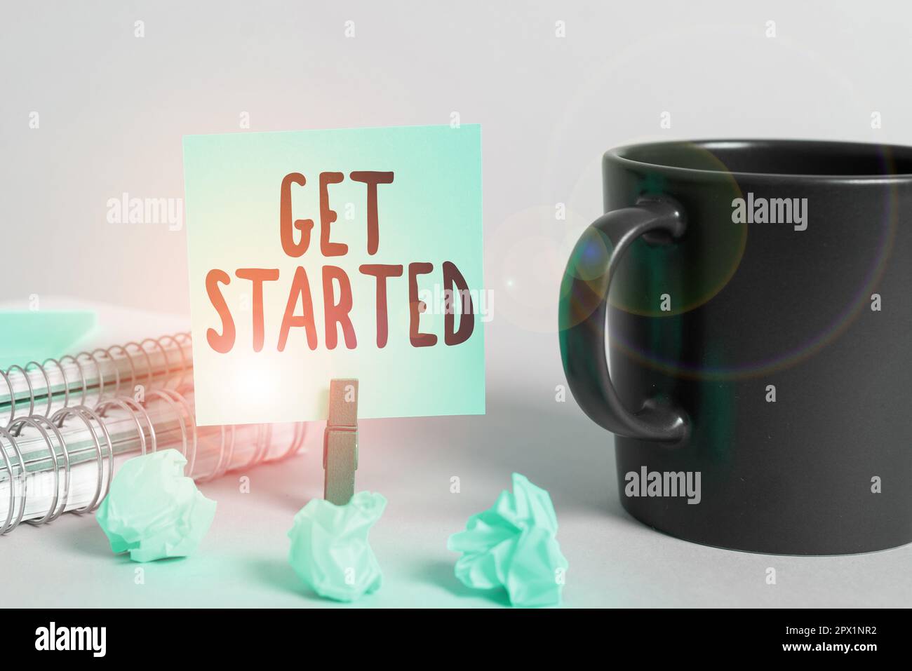 Sign displaying Get Started, Business idea asking someone to begin task ...