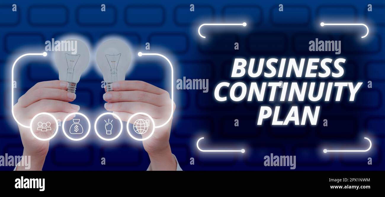 Text caption presenting Business Continuity Plan, Business showcase ...