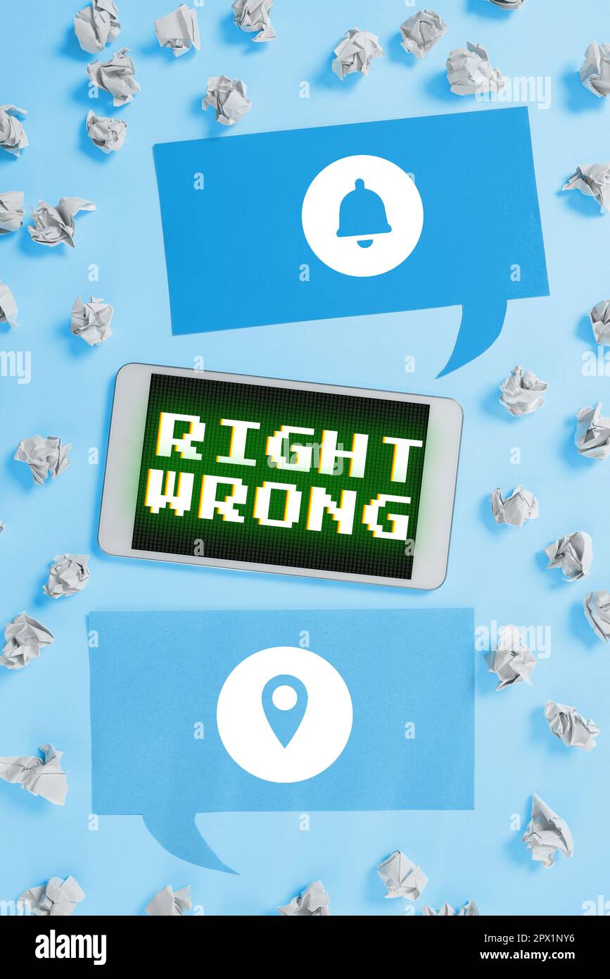 Conceptual display Right Wrong, Word Written on choose between two ...