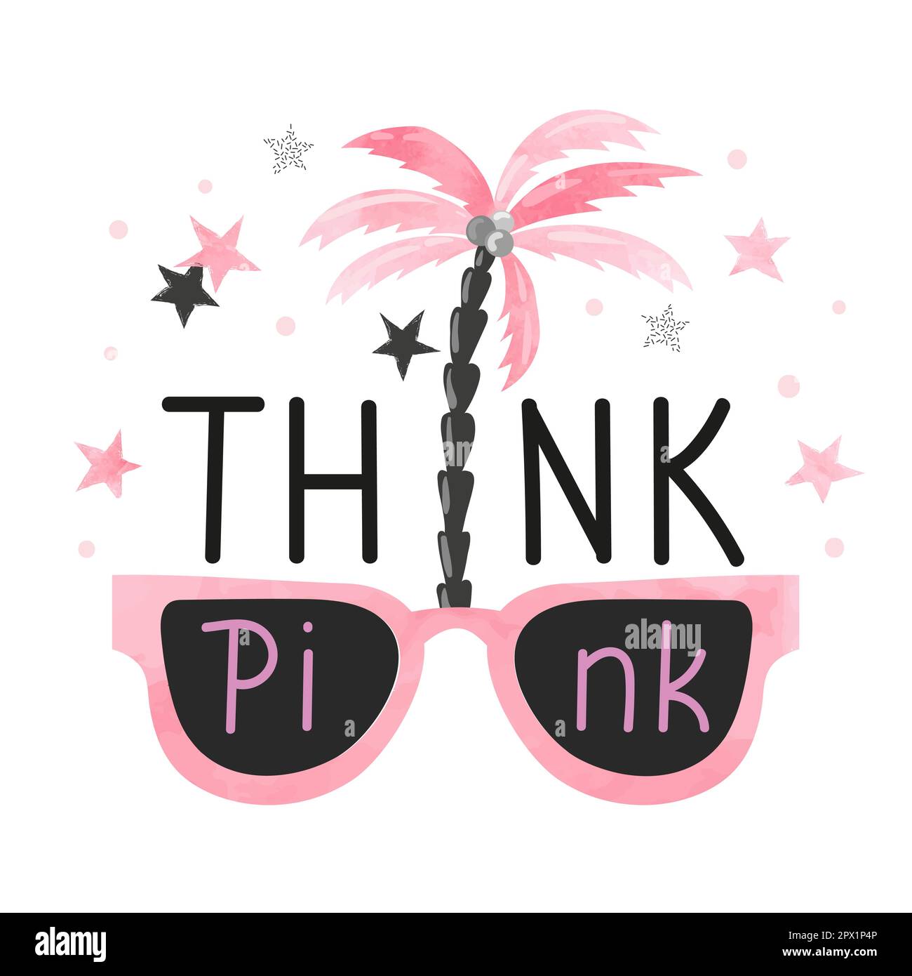 Think pink inspirational quote, vector illustration Stock Vector Image ...