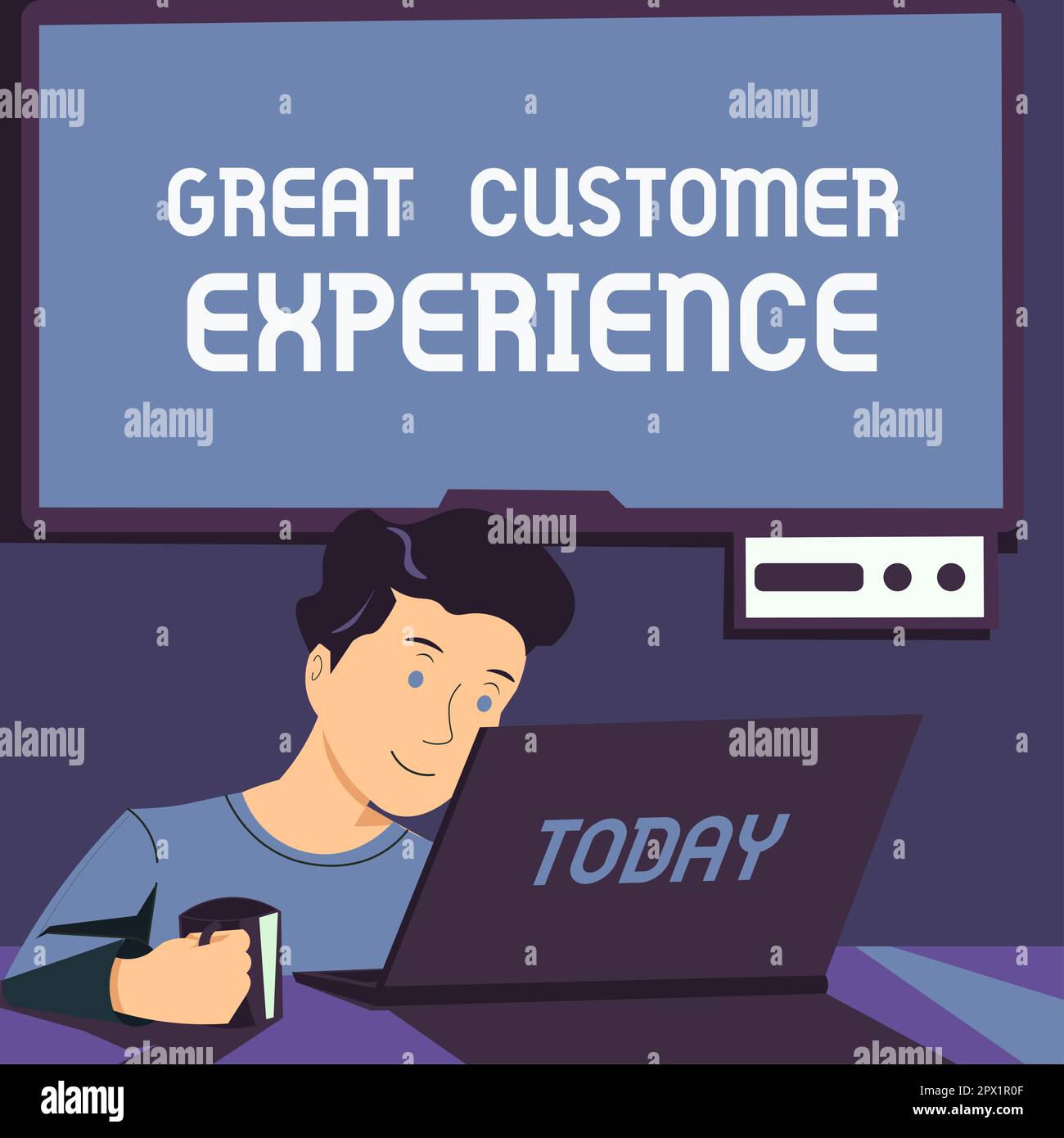 Inspiration showing sign Great Customer Experience, Word for responding to clients with friendly ...