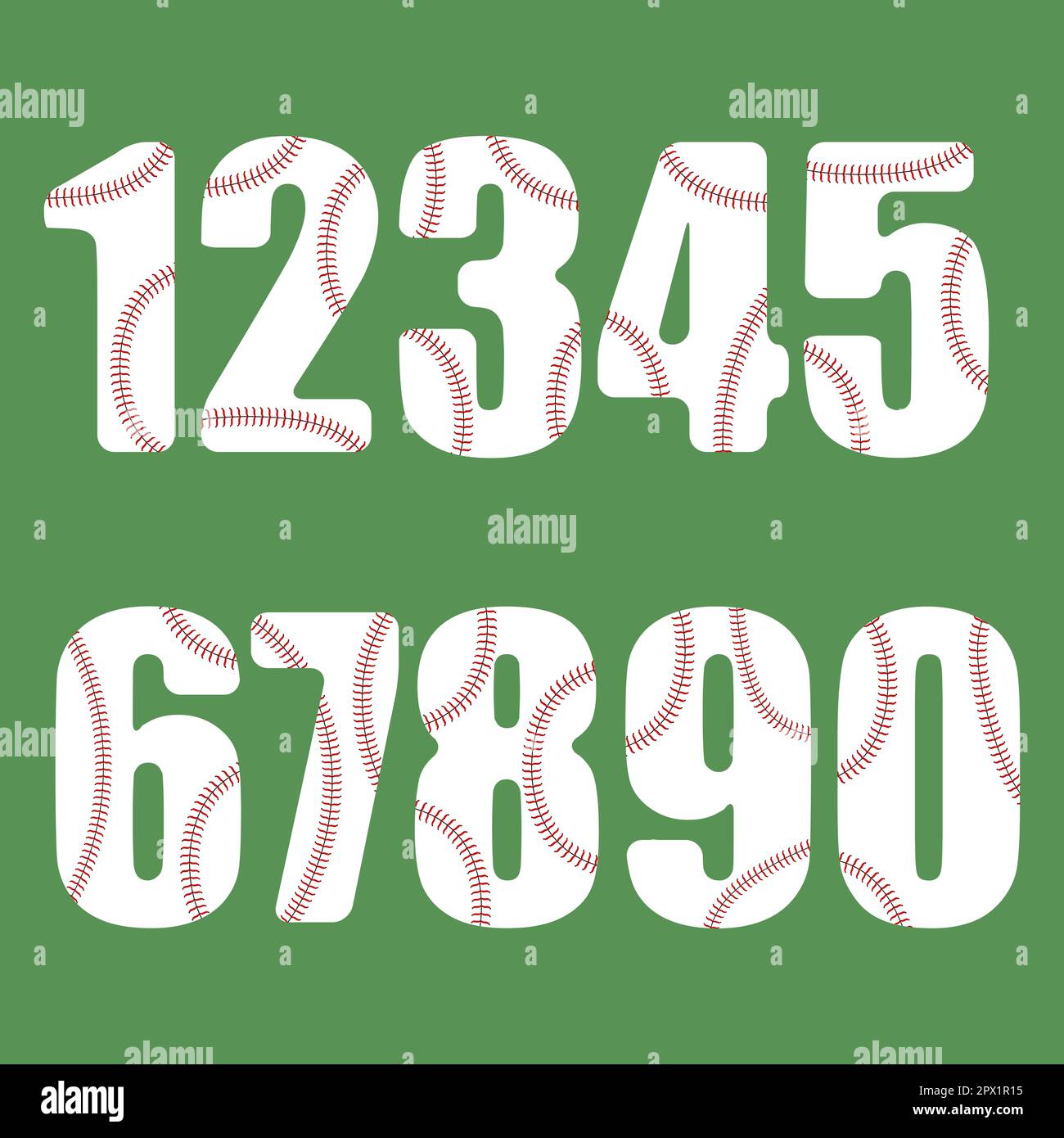 Vector set of baseball numbers on green background Stock Vector Image ...