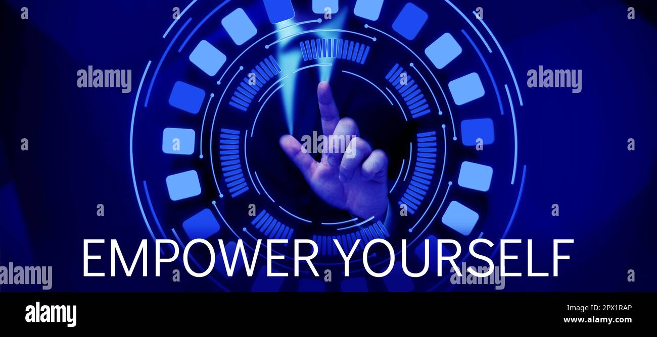 Text caption presenting Empower Yourself, Internet Concept taking ...