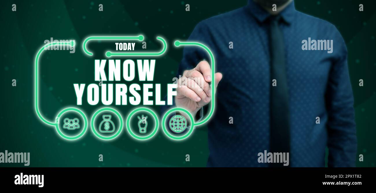 Conceptual display Know Yourself, Business showcase Find You ...