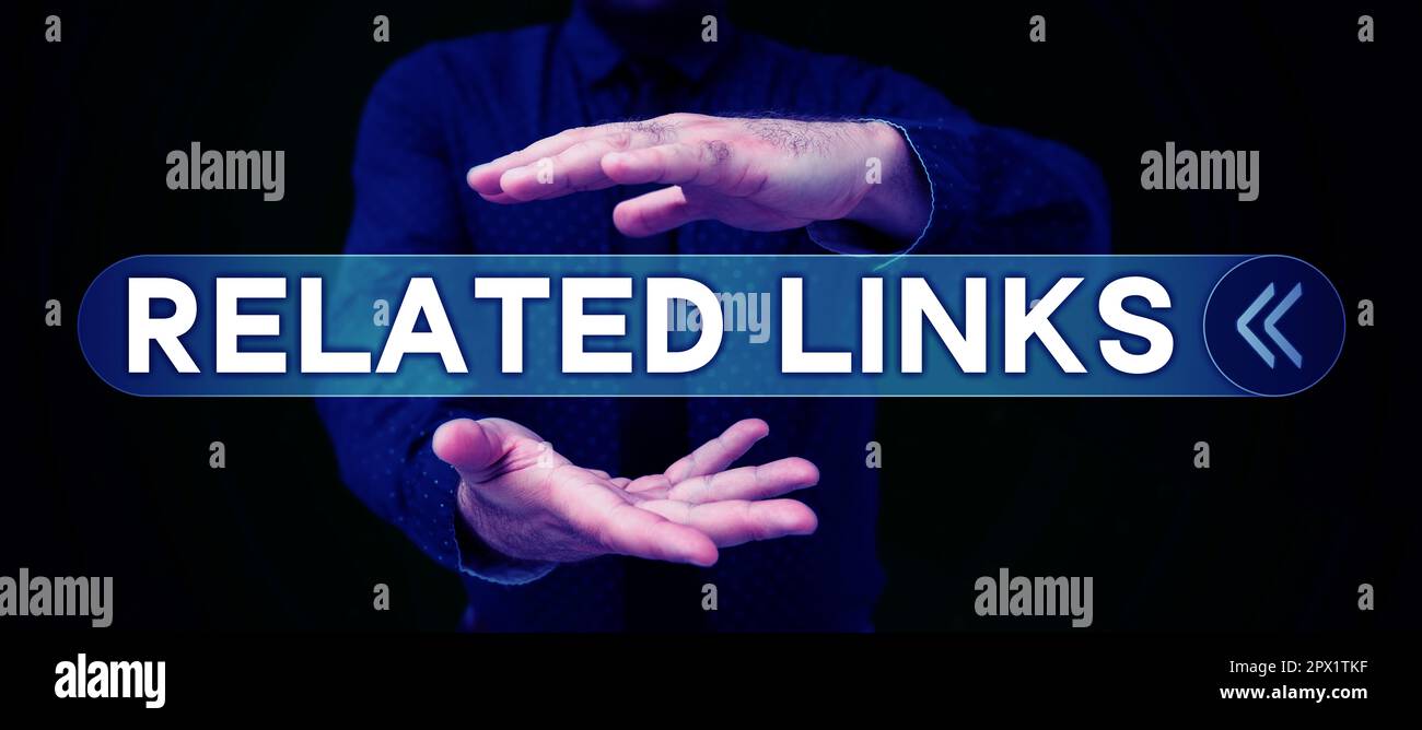 Sign displaying Related Links, Business showcase Website inside a ...