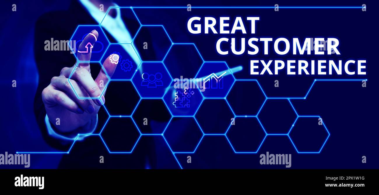 Sign displaying Great Customer Experience, Business idea responding to ...