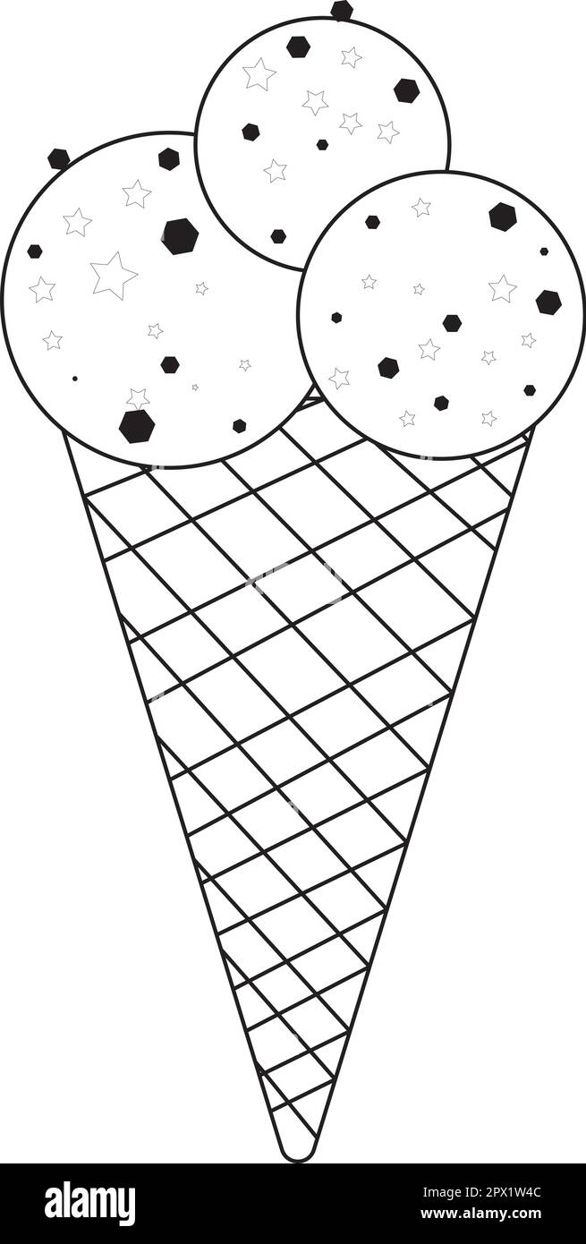 Black and White Isolated Ice Cream Icon. Vector Illustration of Waffle ...