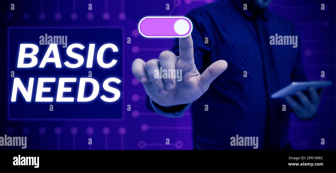 Conceptual display Basic Needs, Word Written on something that you must ...