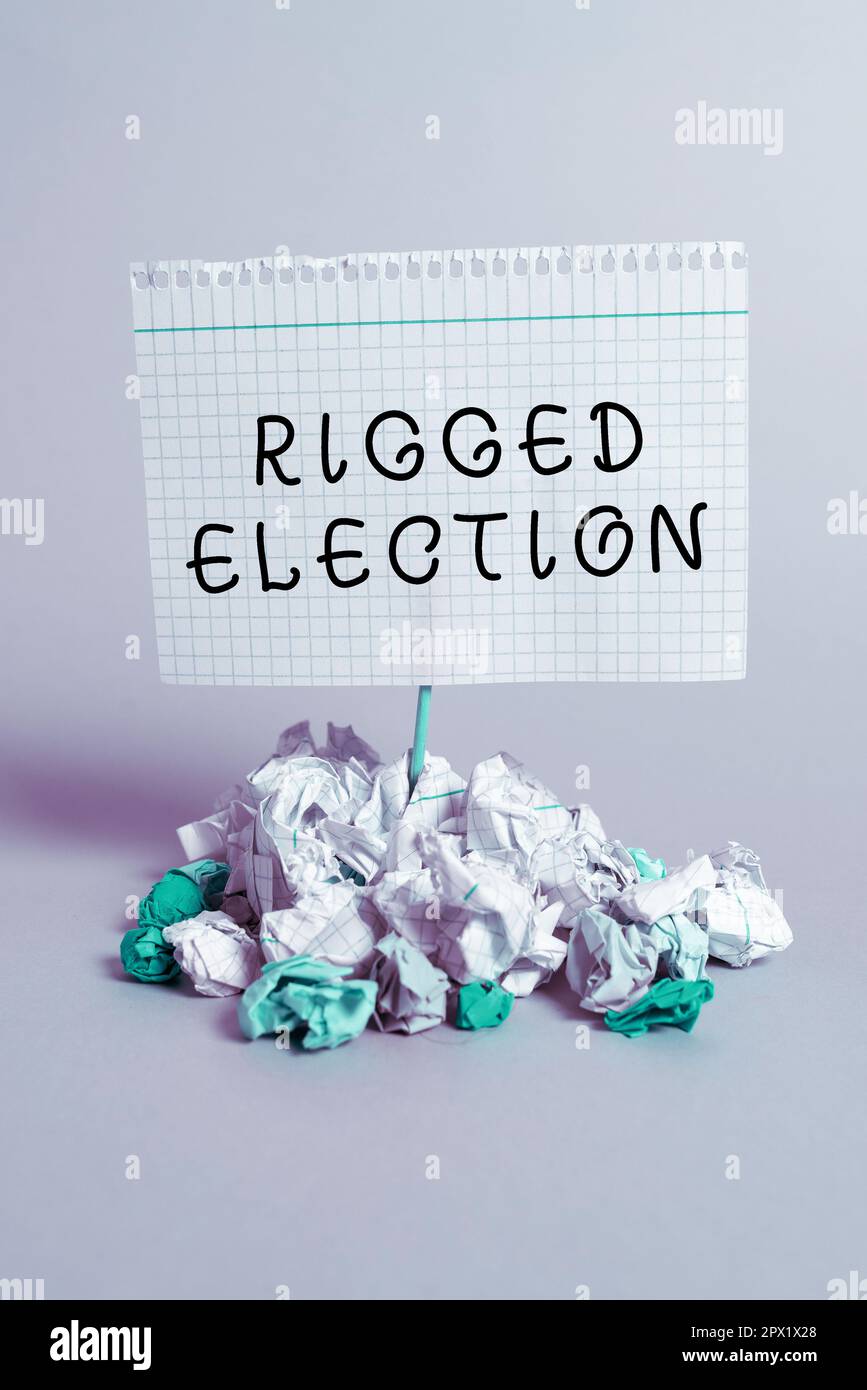 Conceptual caption Rigged Election, Word Written on Manage drilling ...
