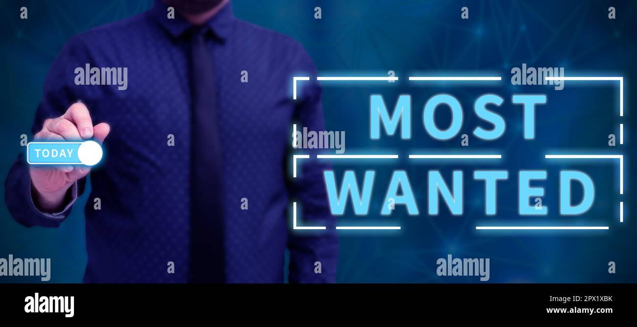Conceptual display Most Wanted, Business approach listing of the names ...