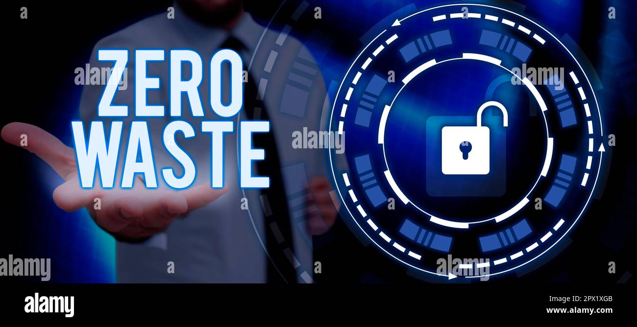 Conceptual display Zero Waste, Word Written on industrial responsibility includes composting ...