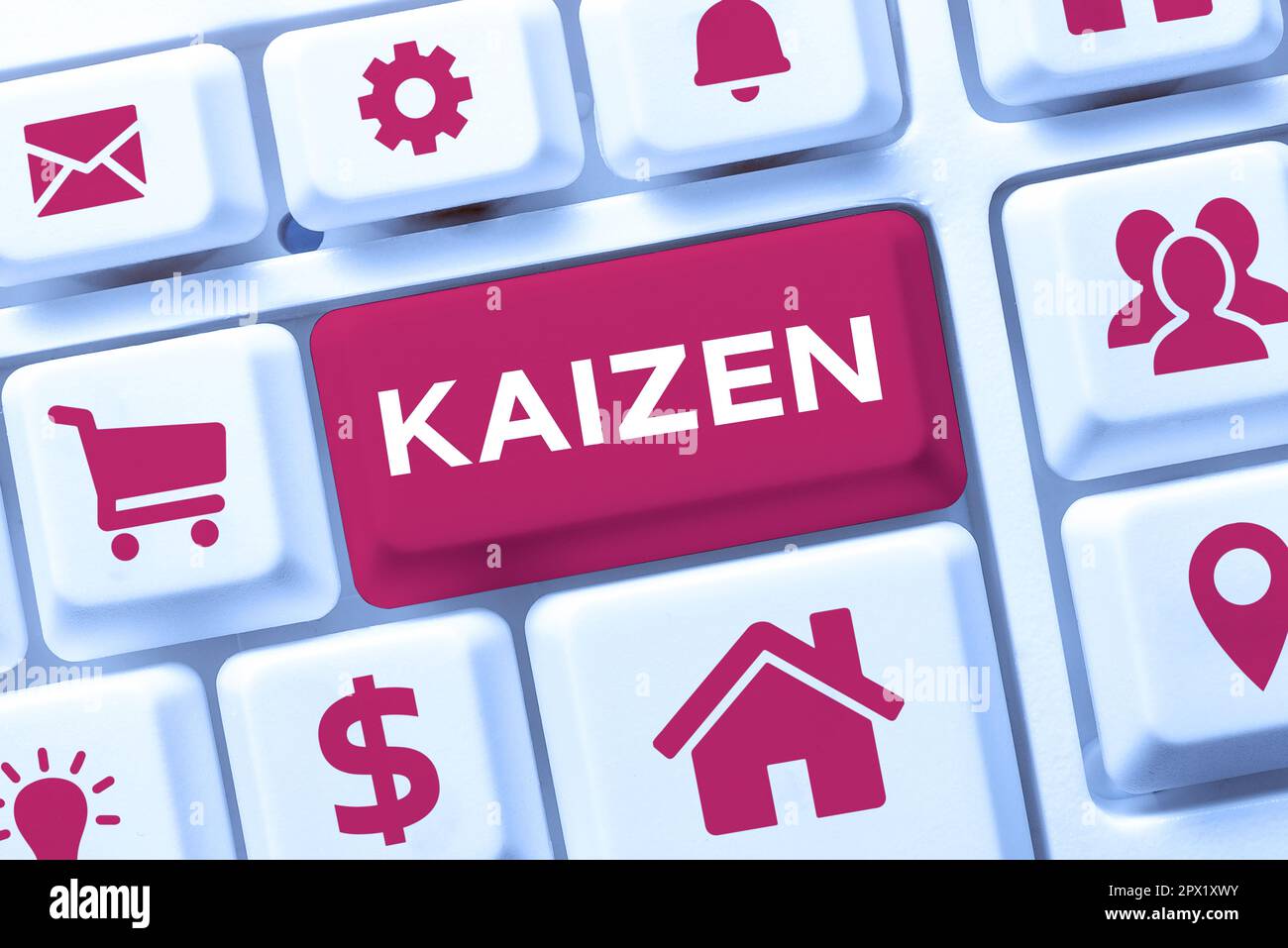 Hand writing sign Kaizen, Word Written on a Japanese business ...