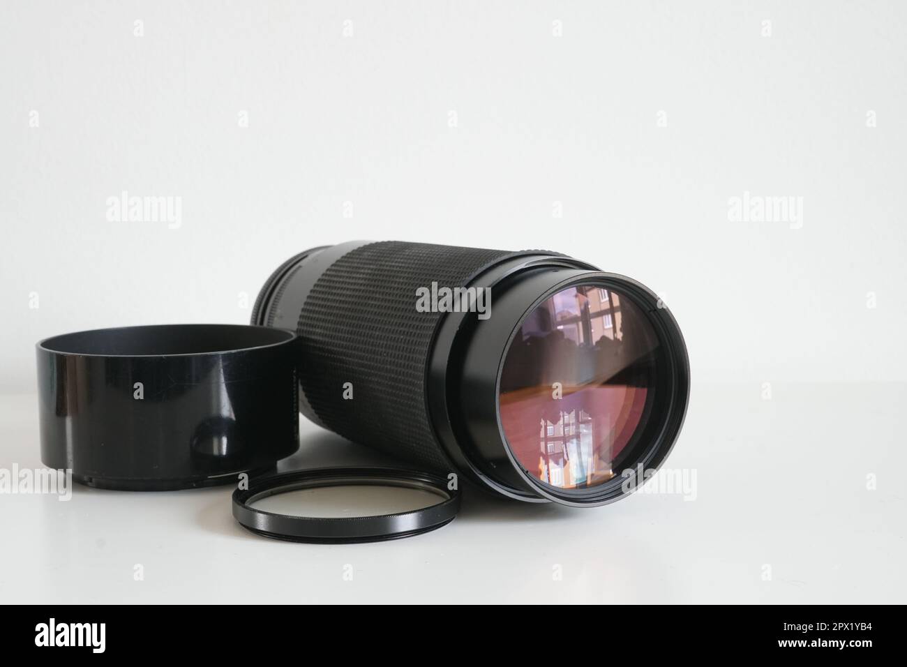 Camera photo lens front view isolated on white background Stock Photo ...