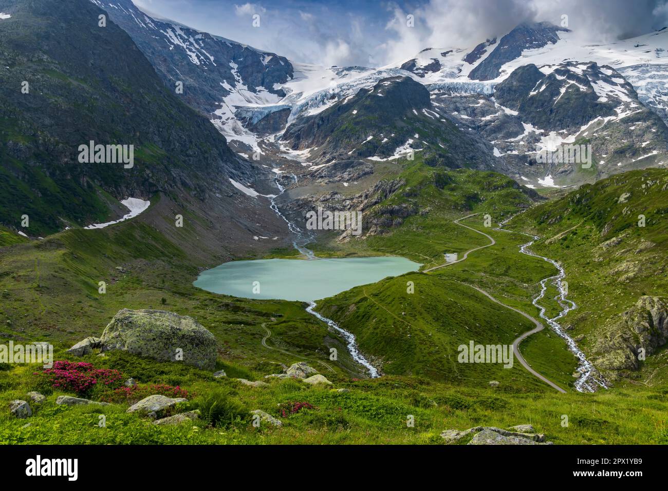 Typical alpine landscape of Swiss Alps with Steinsee, Urner Alps ...