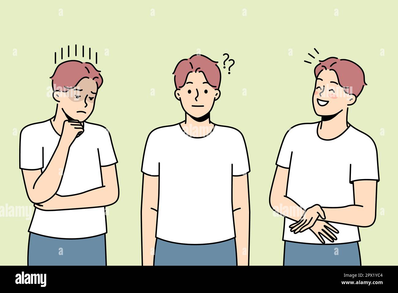 Young man showing different emotions. Millennial male feel emotional ...