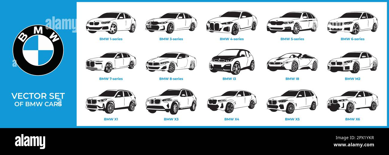 Vector silhouettes, icons of BMW brand cars Stock Vector Image & Art ...