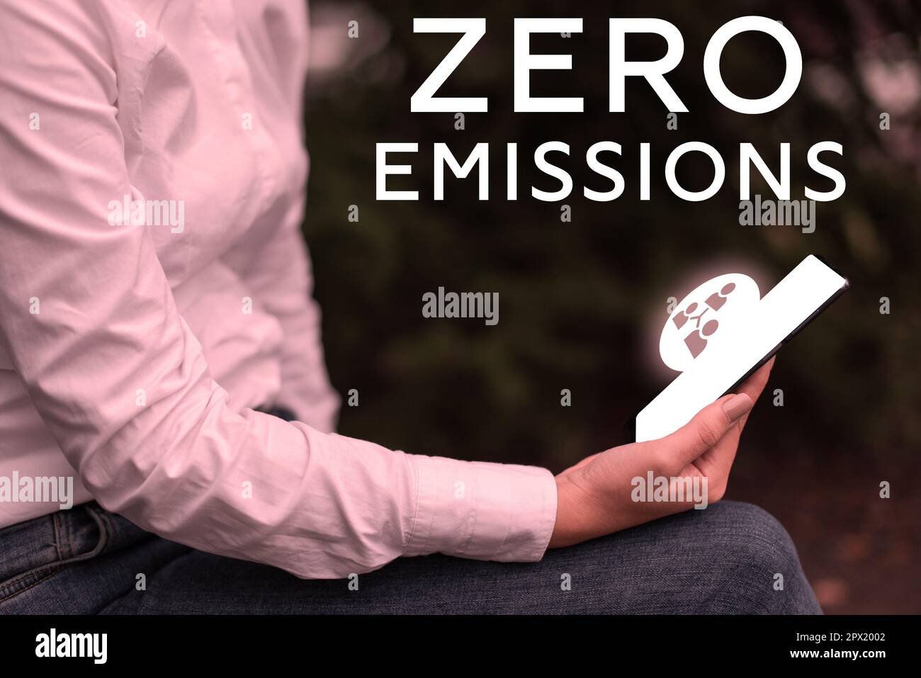 Conceptual display Zero Emissions, Word for emits no waste products ...