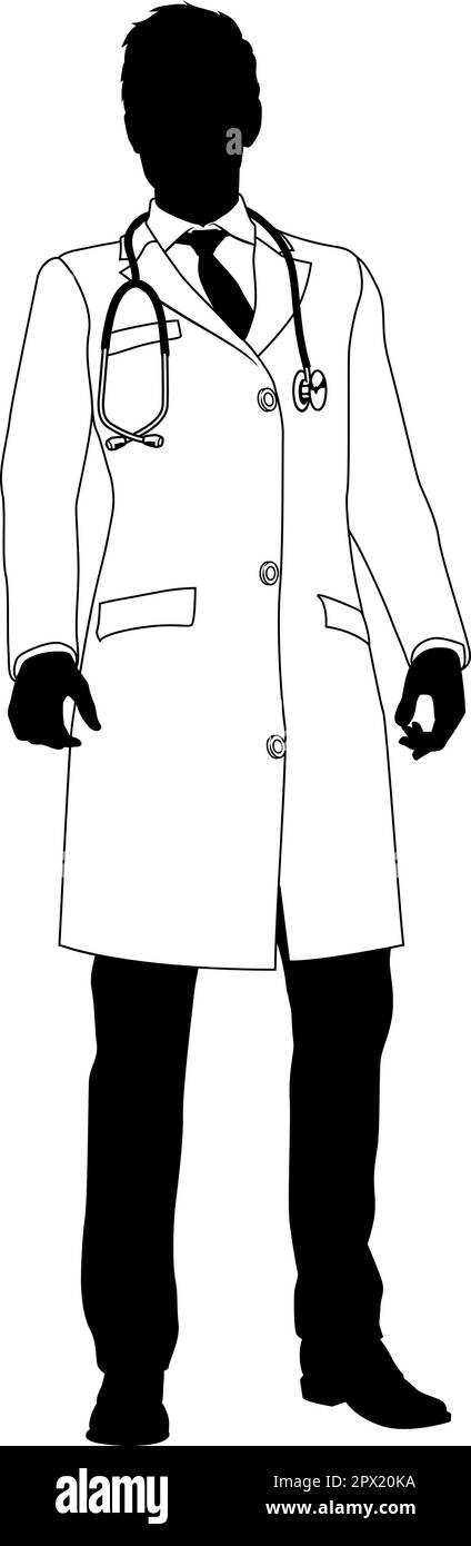 Doctor Man Medical Silhouette Healthcare Person Stock Vector Image ...