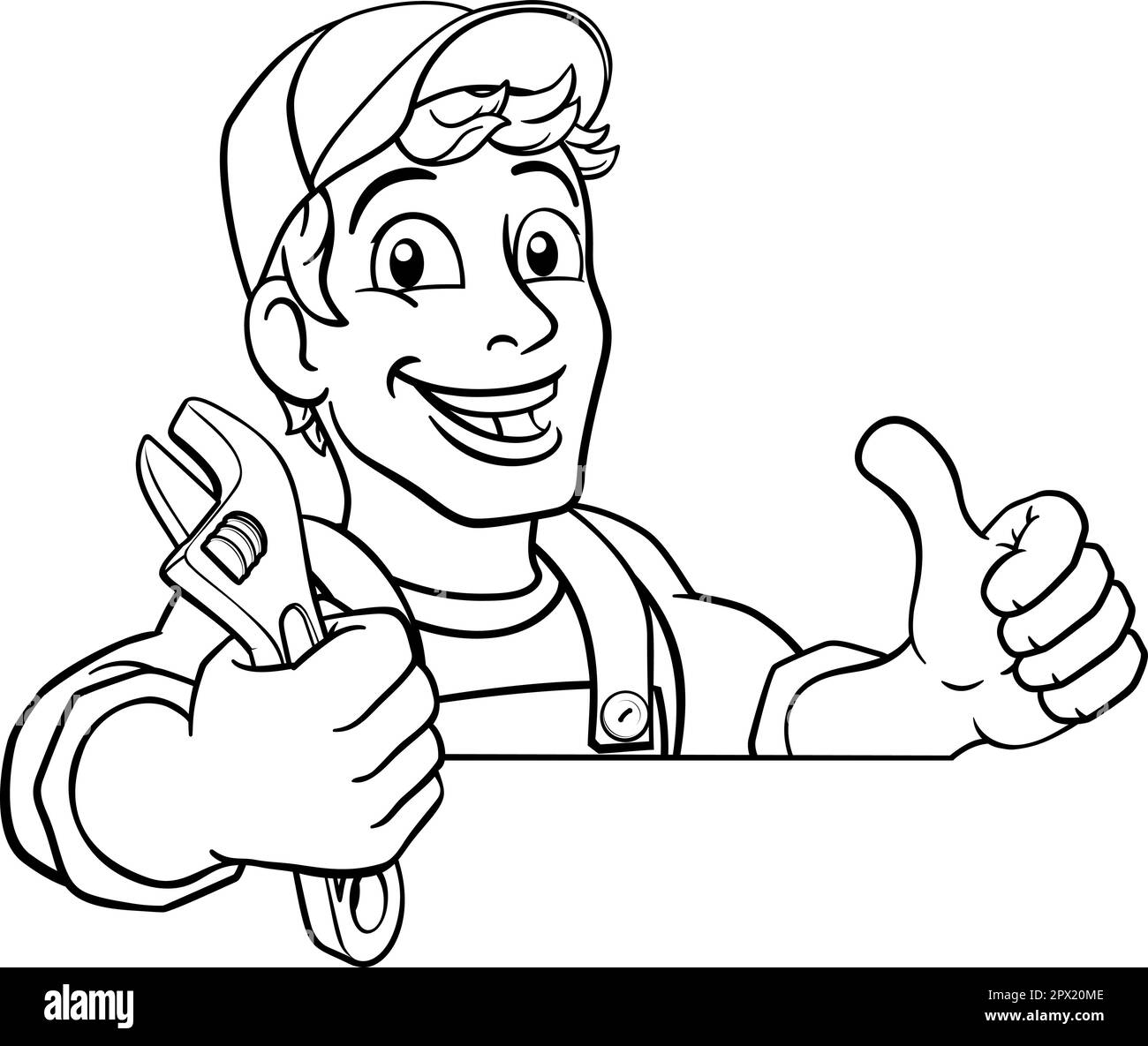 Mechanic Plumber Wrench Spanner Cartoon Handyman Stock Vector Image ...