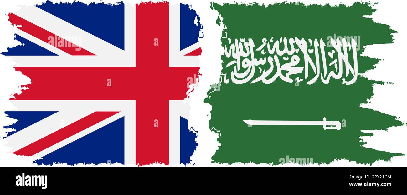 Saudi Arabia and UK grunge flags connection, vector Stock Vector Image ...