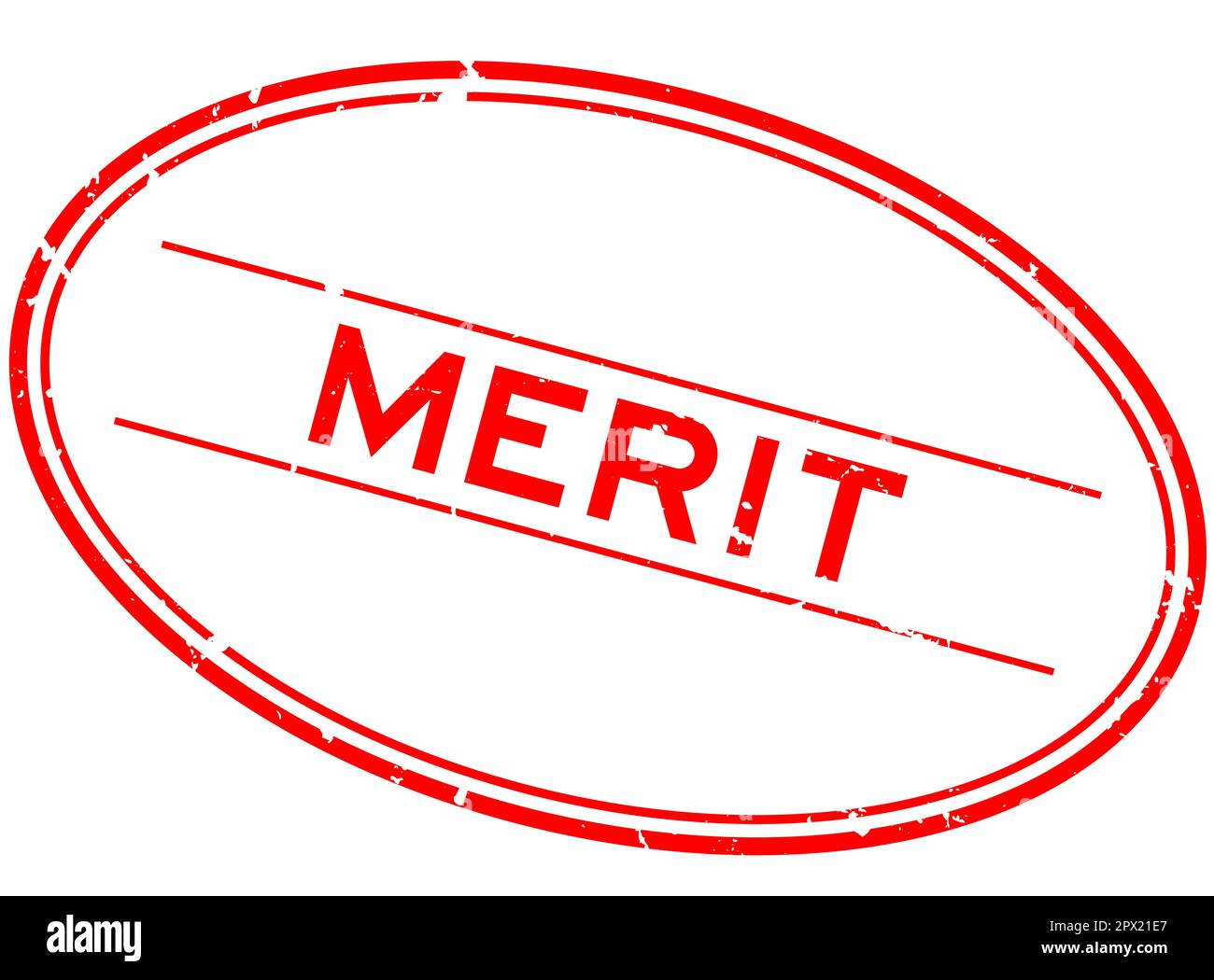Grunge red merit word oval rubber seal stamp on white background Stock ...