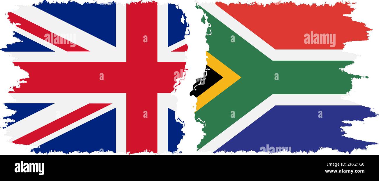 South Africa and UK grunge flags connection, vector Stock Vector Image ...