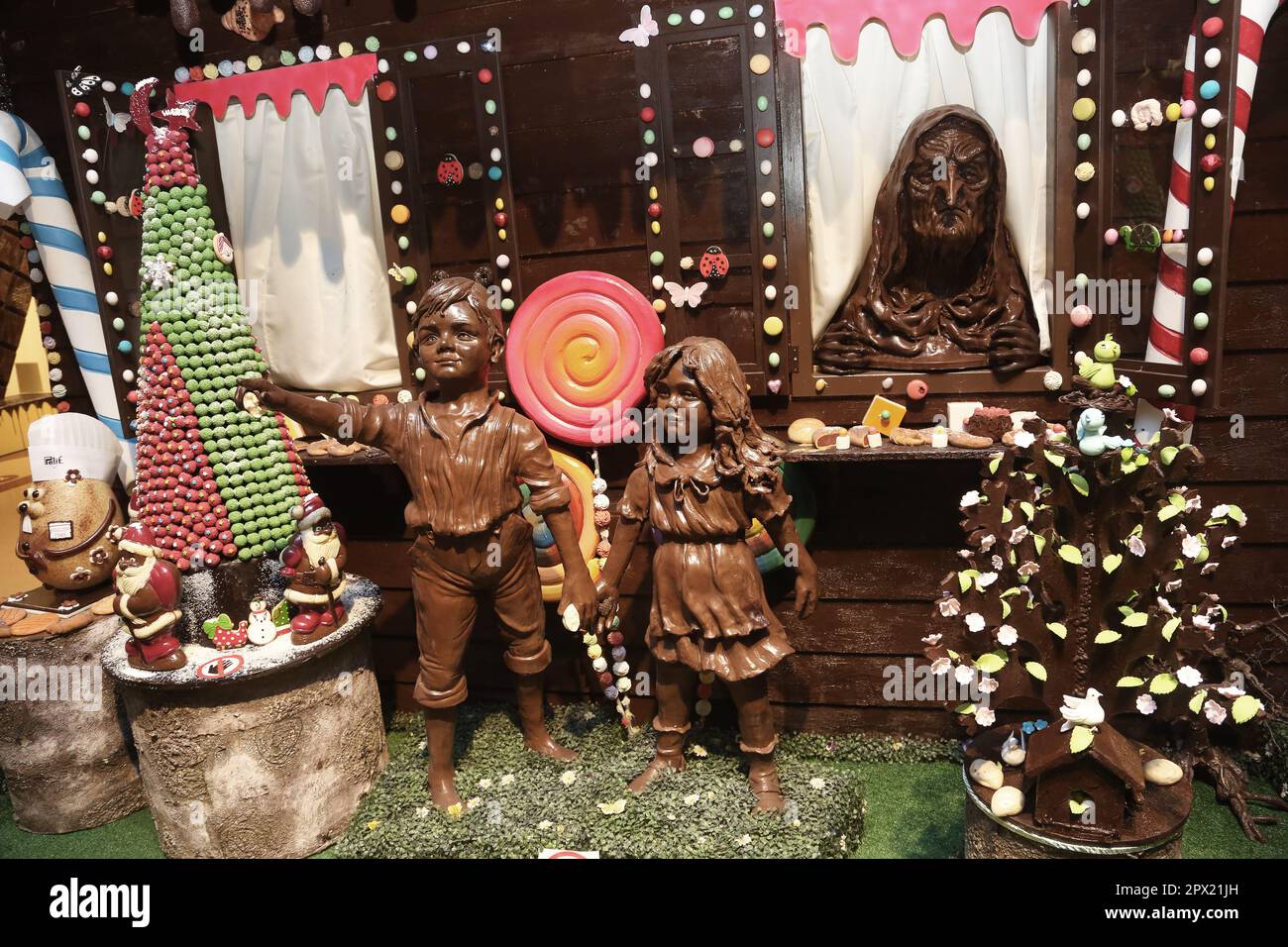 ISTANBUL, TURKEY - FEBRUARY 12: The chocolate design of Hansel and ...