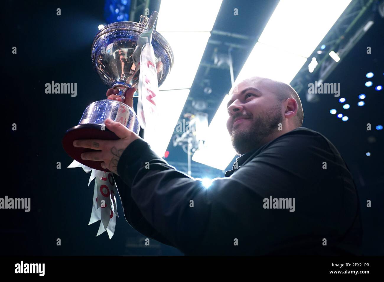 Luca Brecel celebrates after winning the final against Mark Selby (not ...