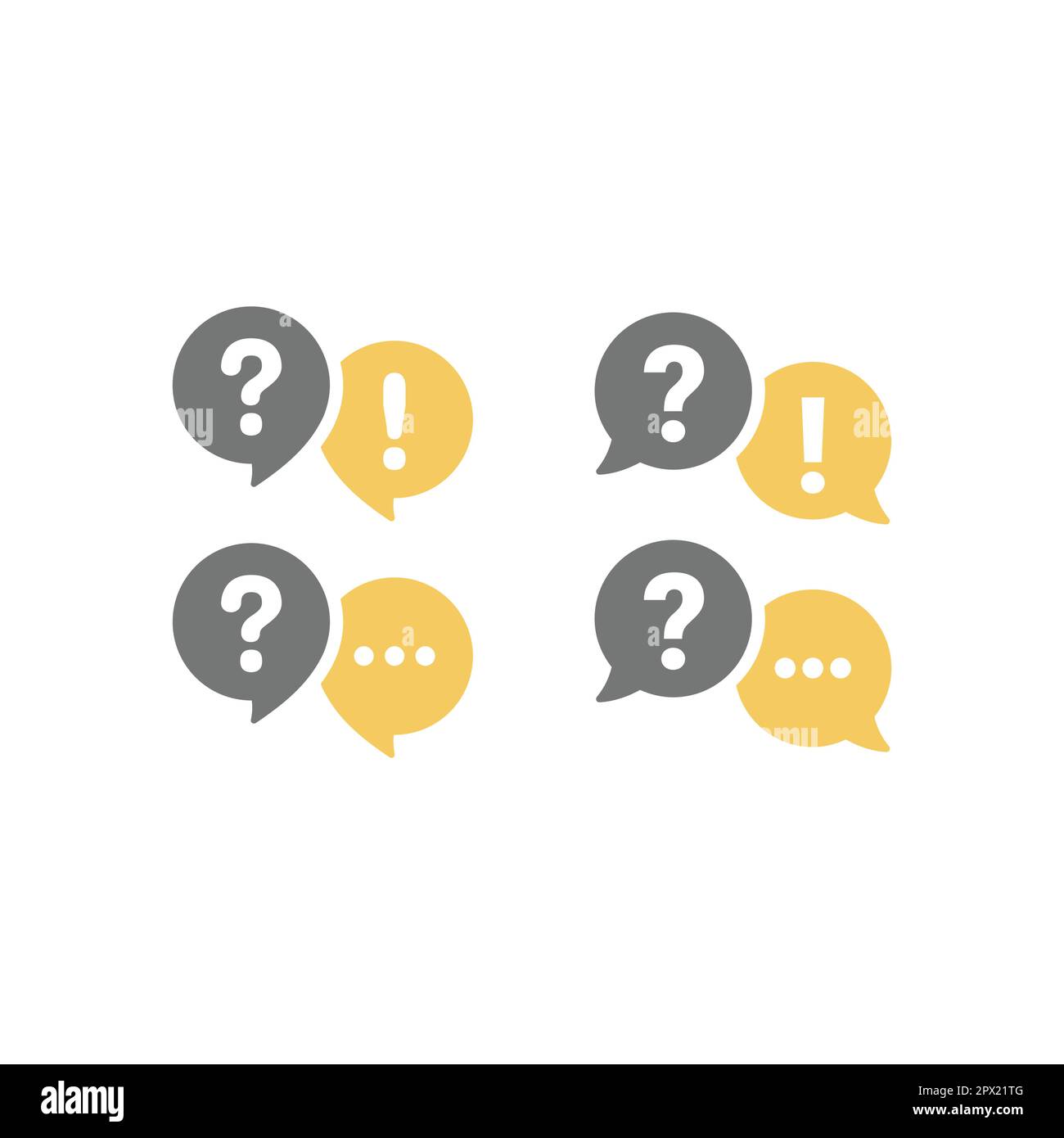 Conversation chat bubble with exclamation and question mark. Help ...