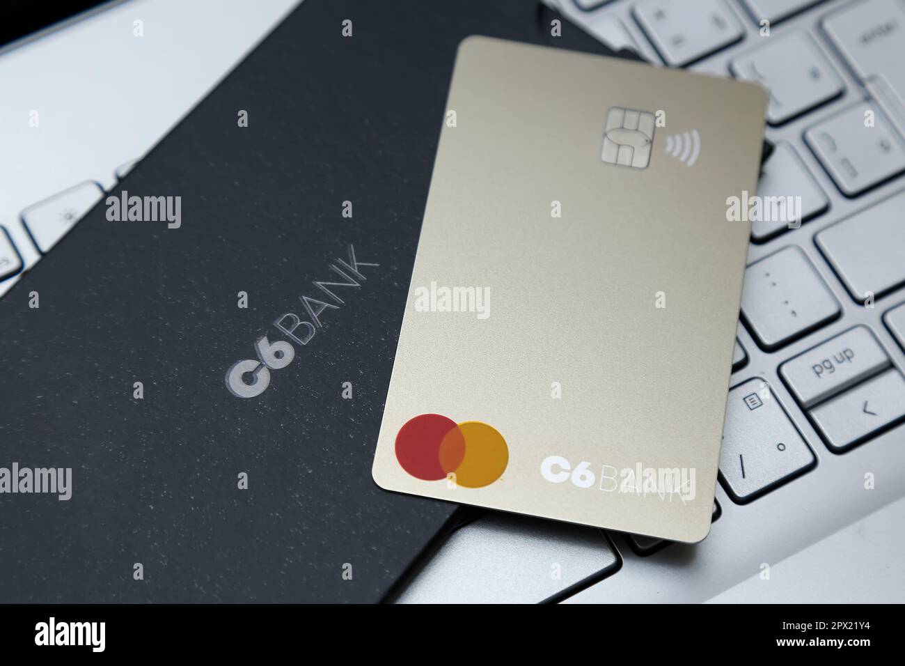 Minas Gerais, Brazil - May 01, 2023: C6 Bank Mastercard logo credit ...