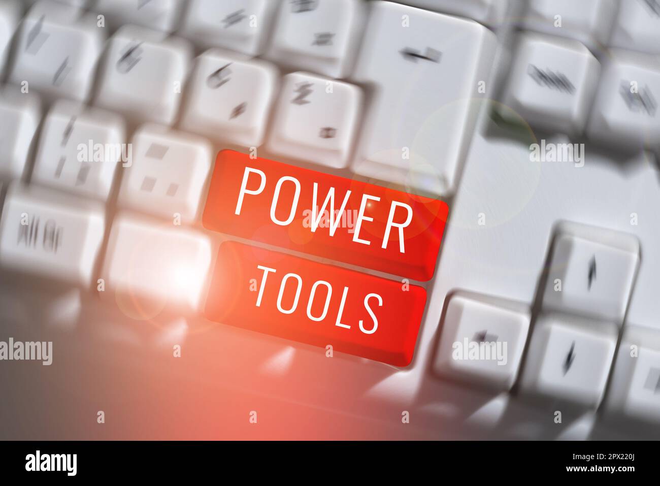 Handwriting text Power Tools, Business showcase tool that is actuated ...